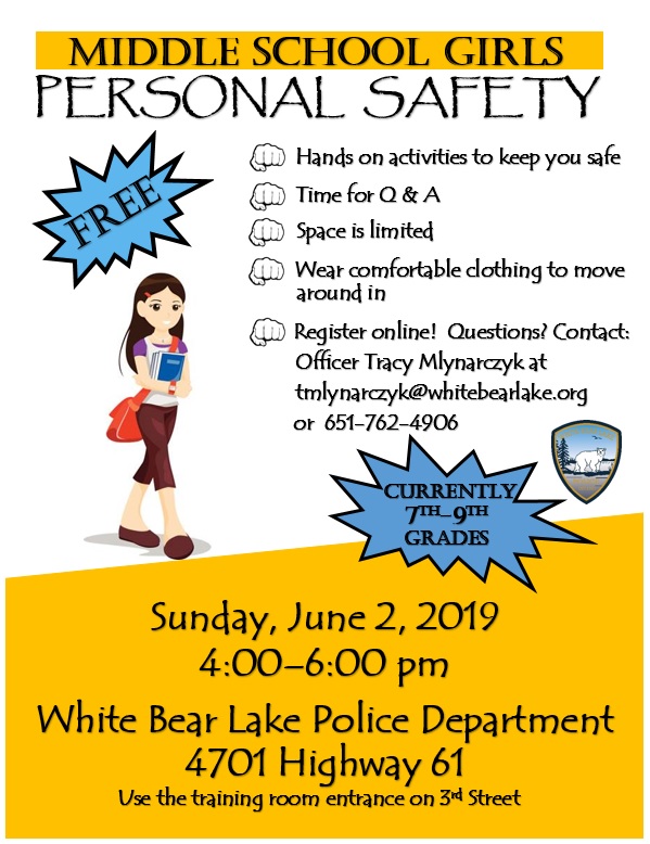 Middle School Girls Personal Safety | White Bear Lake MN